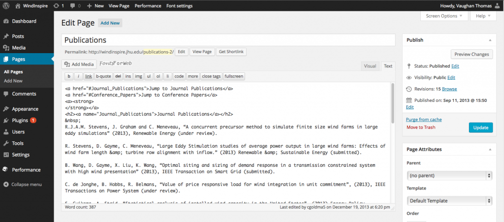 Add or edit publications/talks/experiences – WindInspire